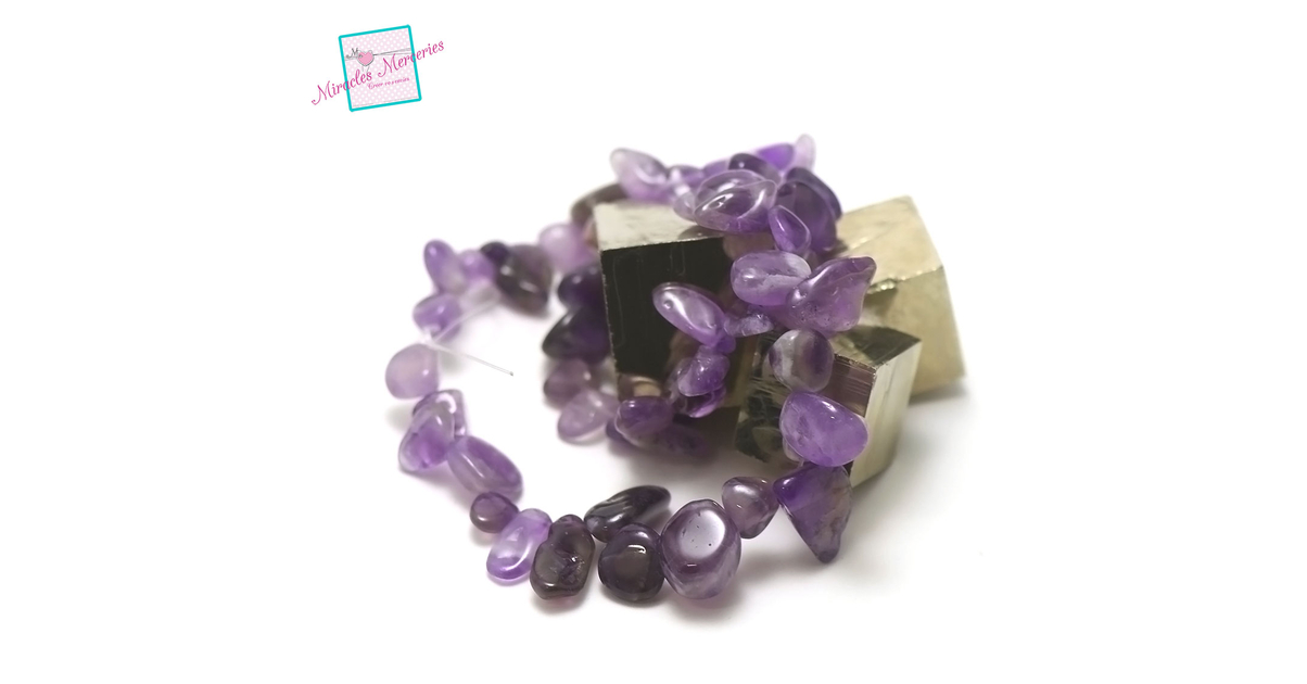 fil 39 cm env 55 perles améthyste "grand chips" - Perle pierres minéraux/Grand chips - Miracles ...